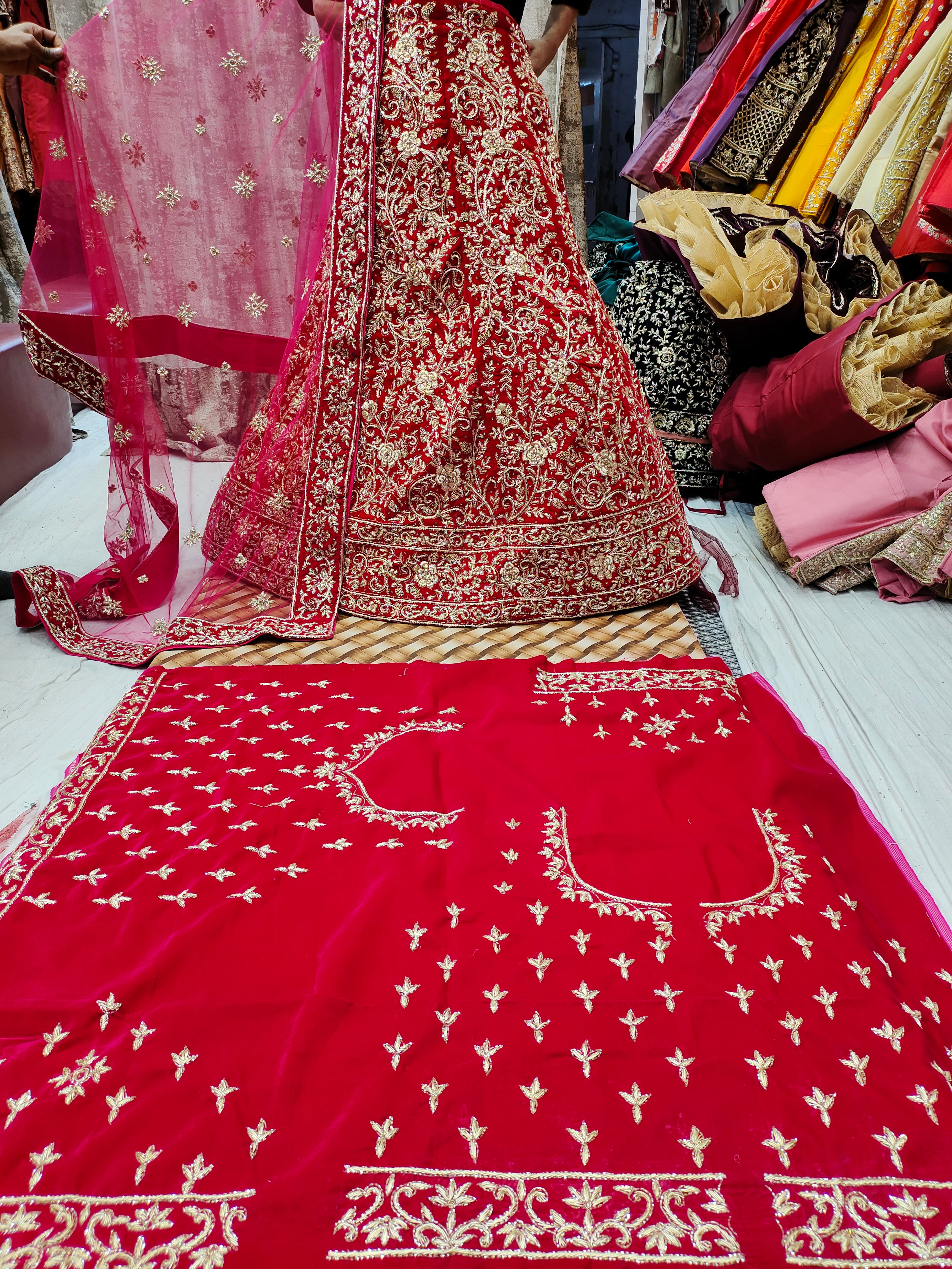 Awesome red handwork Lehenga – Shopping World