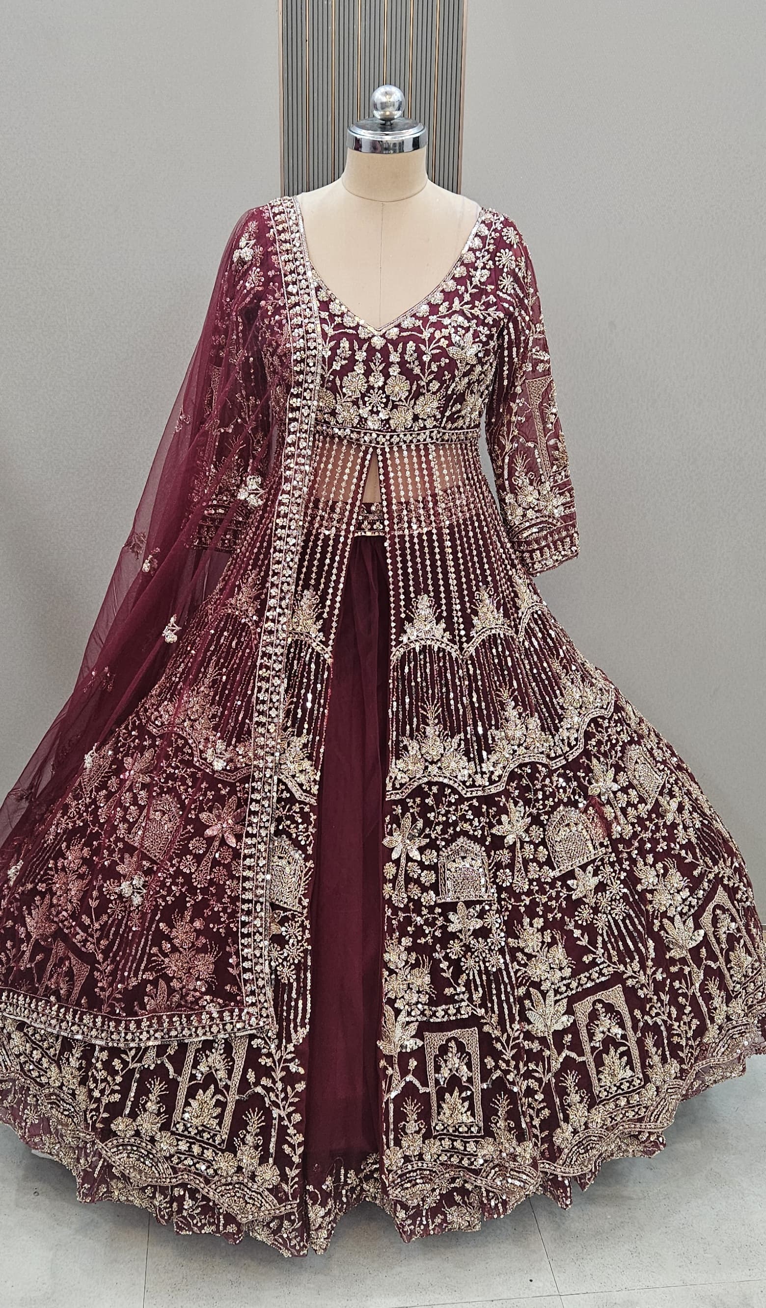 Pretty Maroon Peplum long Dress Farshi Gaharara Dress Special ...